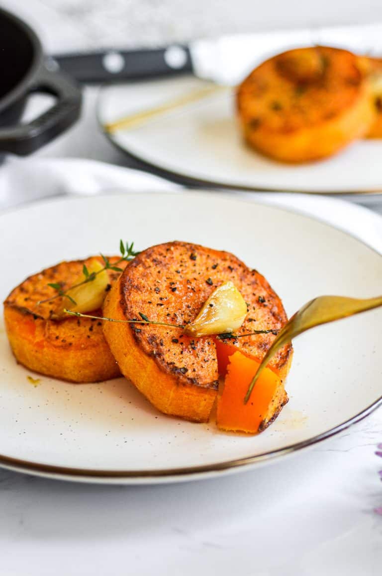 Garlic Butter Butternut Squash Steaks - Earthly Provisions