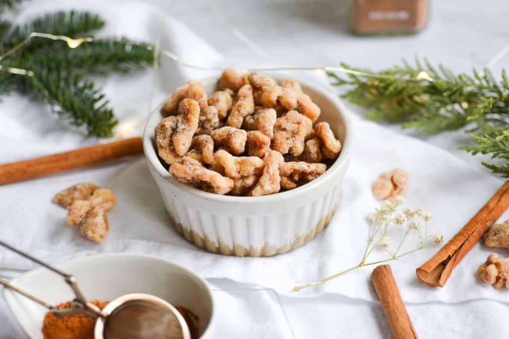10 Minute Cinnamon Sugar Candied Walnuts - Earthly Provisions