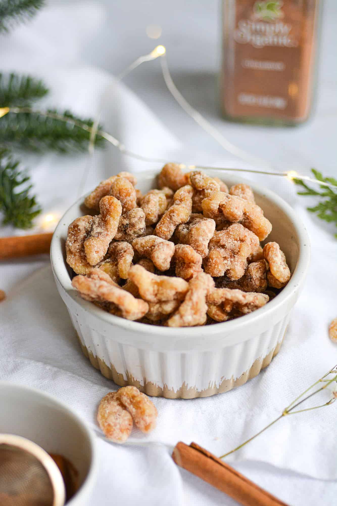 10 Minute Cinnamon Sugar Candied Walnuts - Earthly Provisions