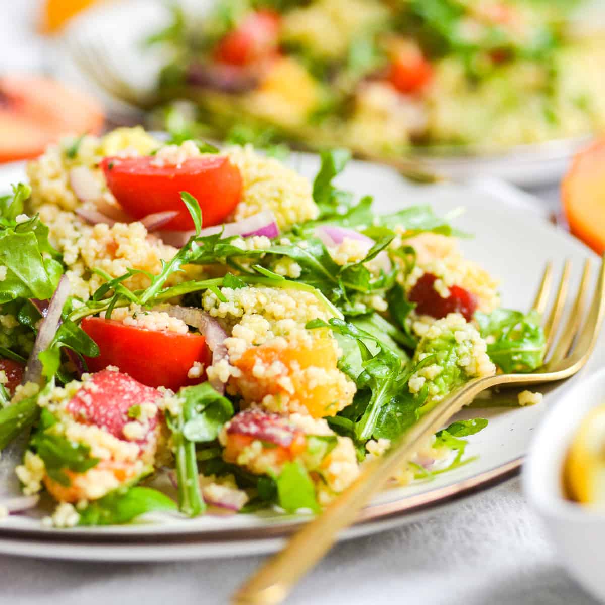 Vegan Couscous Salad with Peach and Basil- Earthly Provisions