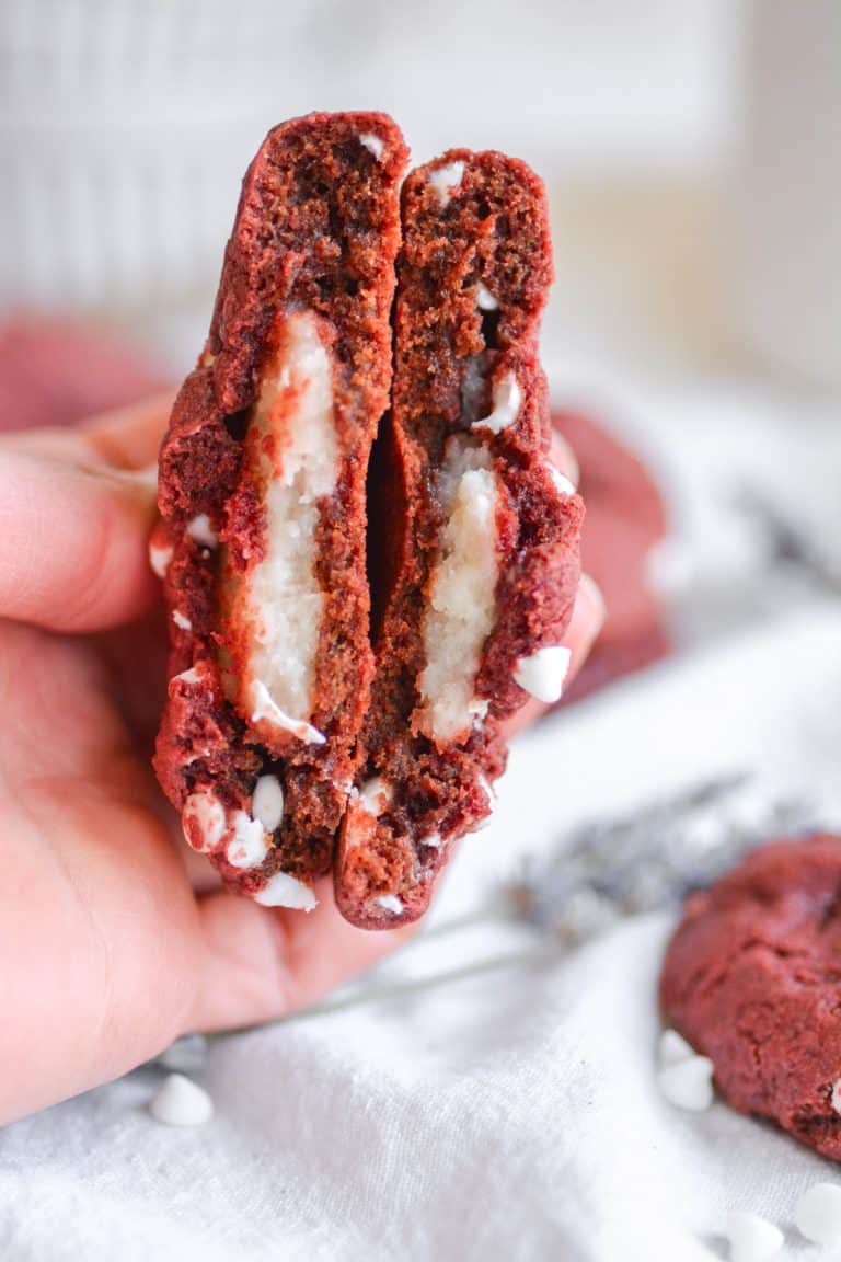 Vegan Red Velvet Cookies- Cheesecake Stuffed! - Earthly Provisions