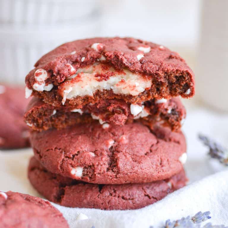 Vegan Red Velvet Cookies- Cheesecake Stuffed! - Earthly Provisions