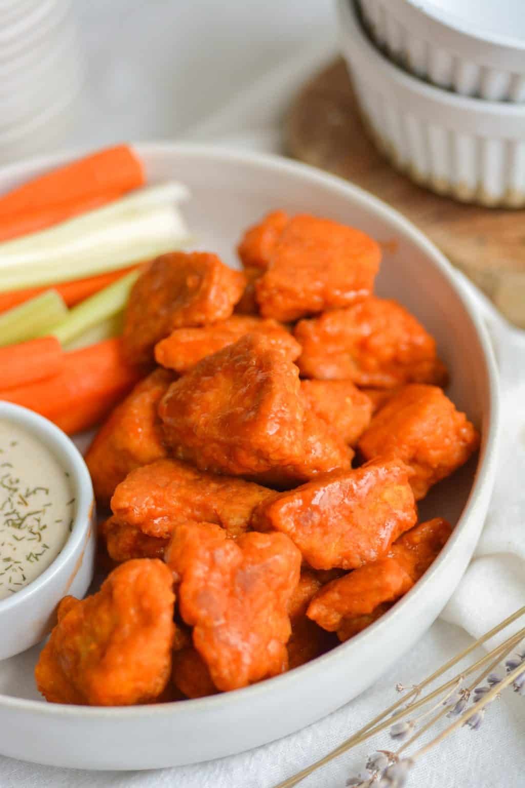 Crispy Baked Buffalo Tofu Wings - Earthly Provisions